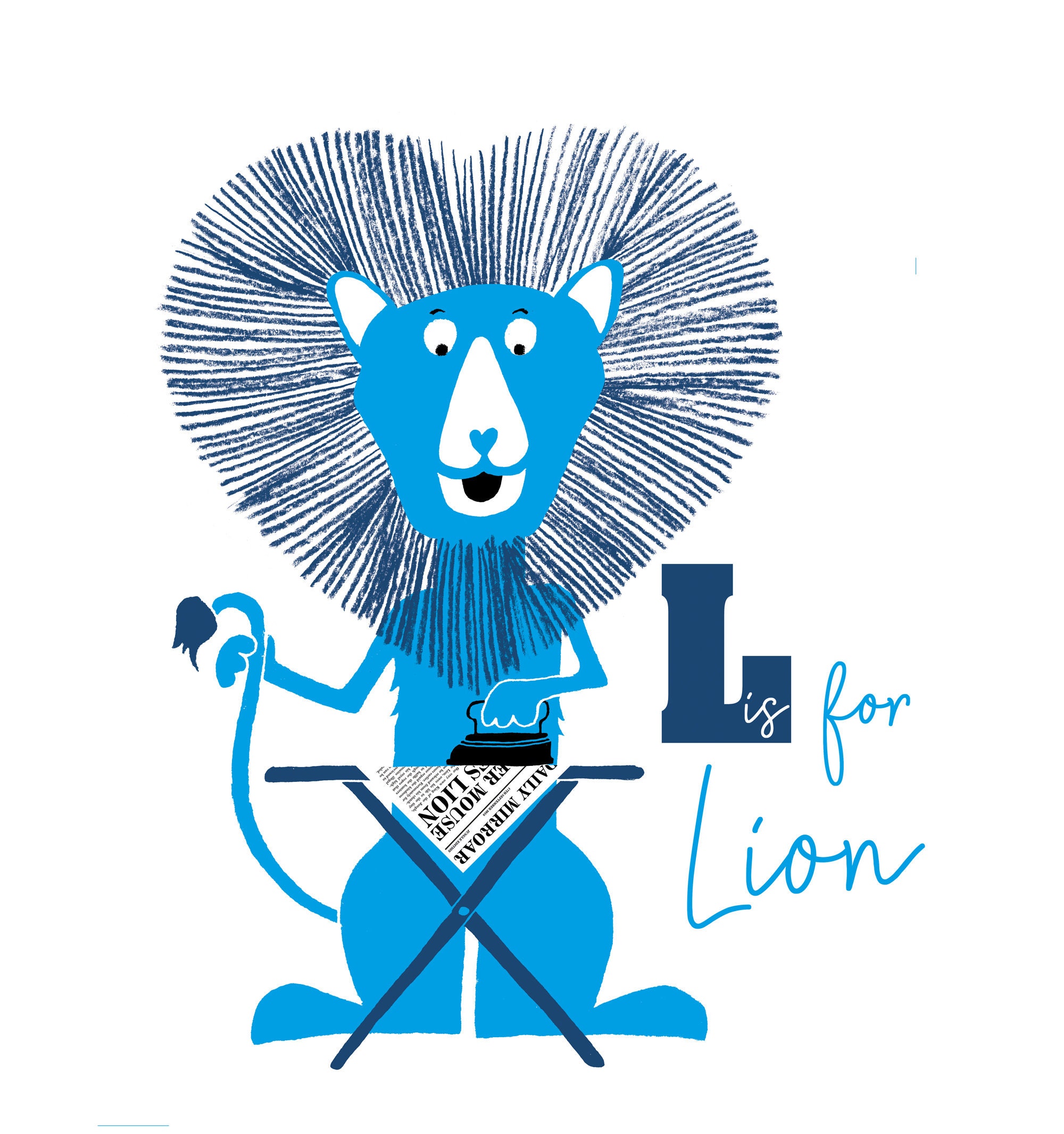 L is for Lion Screenprint Limited Edition Blue - Etsy