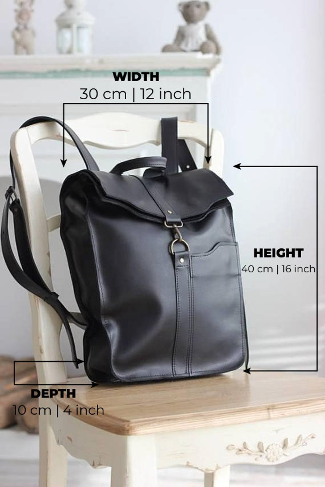 Full Grain Leather Rucksack, Leather Backpack for Men, 15