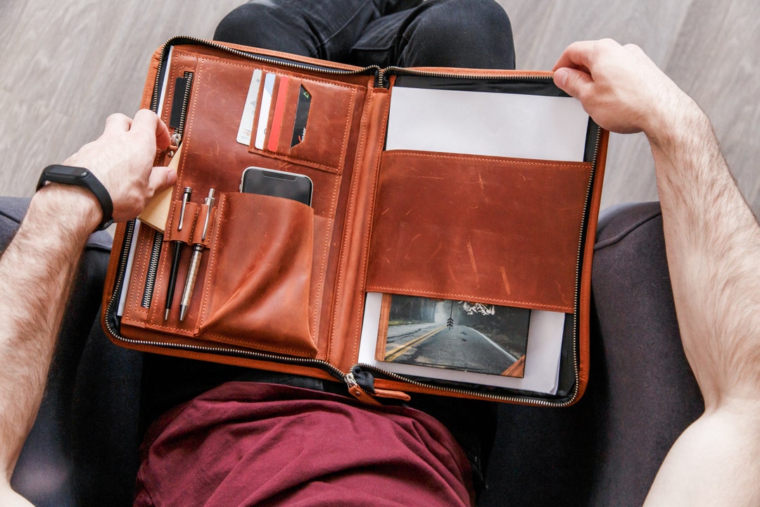 Leather Padfolio With Zipper, Custom Portfolio With Zipper ...