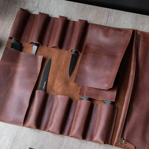 Knife Holder, Knife Storage, Knife Roll Bag, Knife Roll, Leather Knife ...