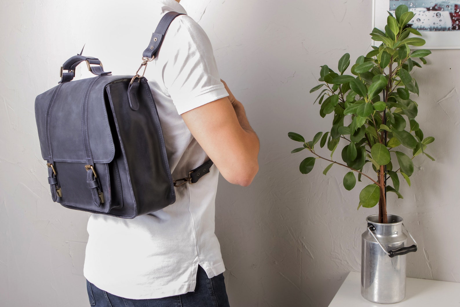 Leather Convertible Briefcase for Men. Briefcase Backpack. - Etsy