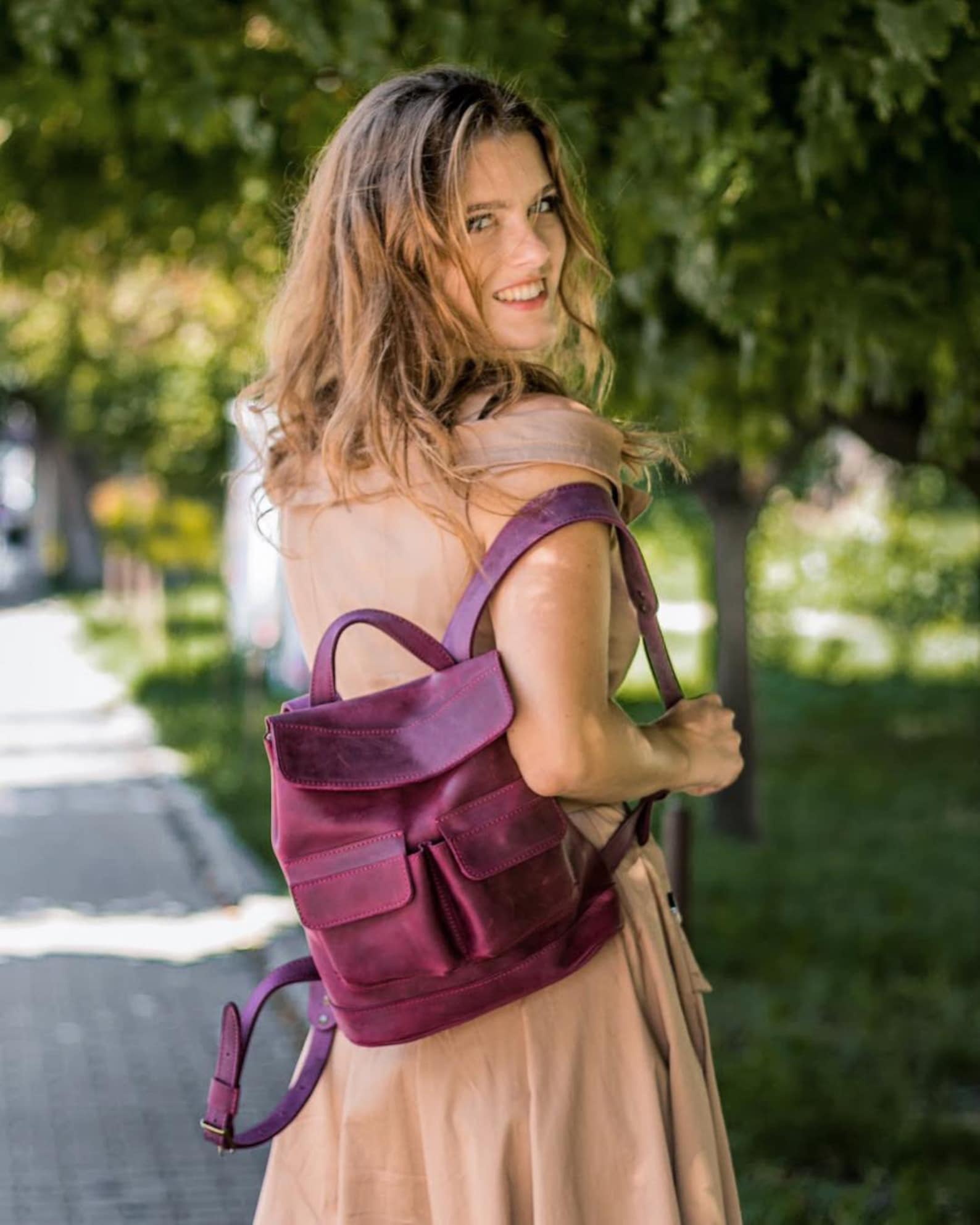 Personalized Leather Backpack Womencustom Leather | Etsy