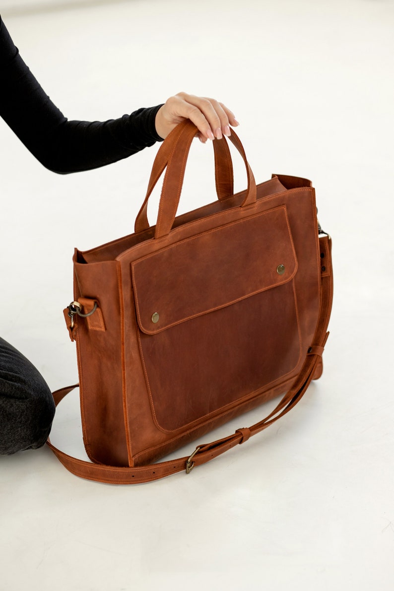 Womens Leather Computer Bag Computer Tote for Women Womens | Etsy