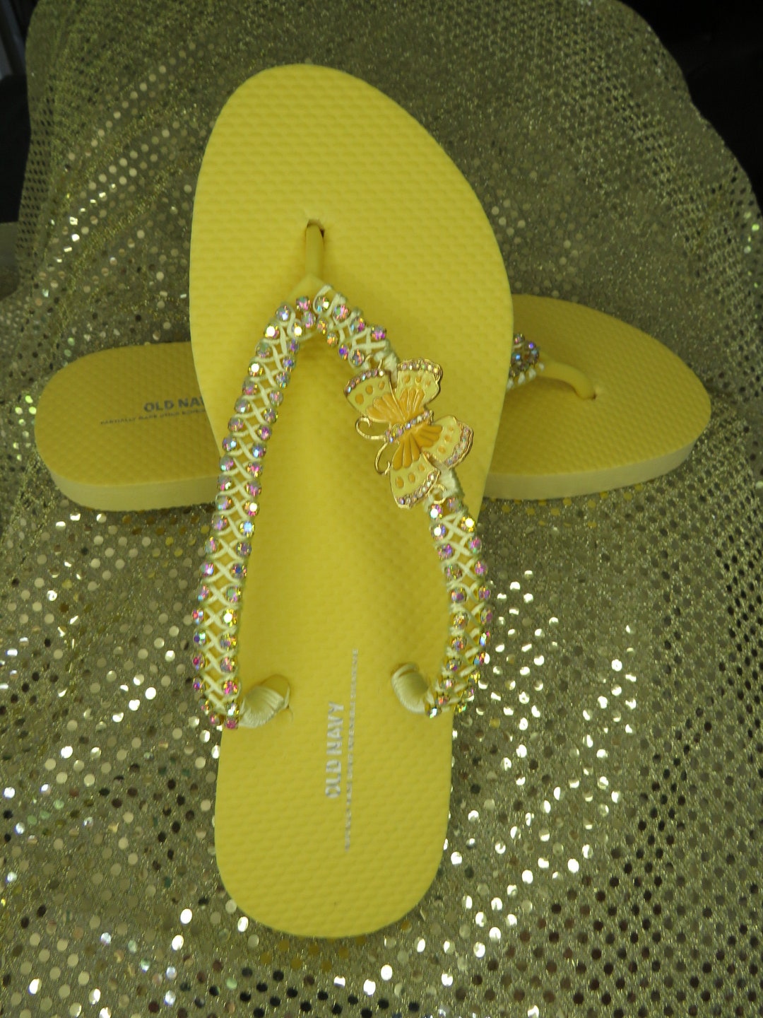 Beautiful Yellow Butterfly Flip Flop Sz - Etsy