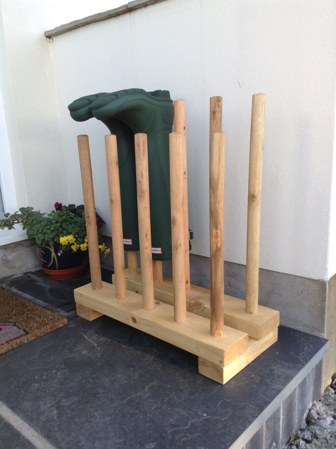 Wooden Wellington, Welly Boot Rack, Traditional Welly Storage Holds ...