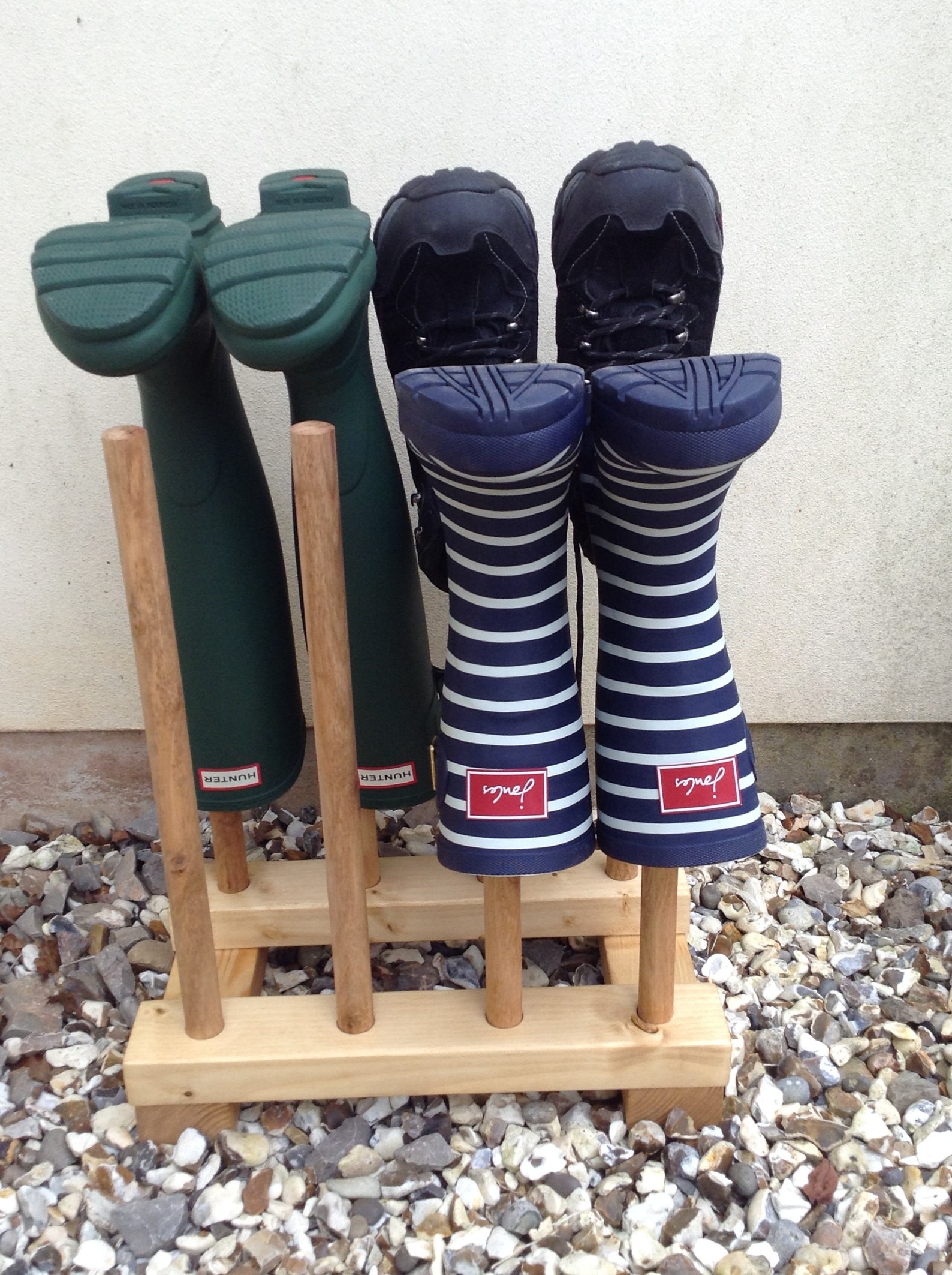Wooden Wellington, Welly Boot Rack, Classic Welly Boot Storage - Holds ...