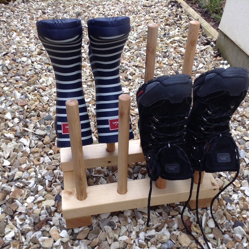 Wooden Walking Boot or Wellington, Welly Rack, Short/ Ankle Welly Rack ...