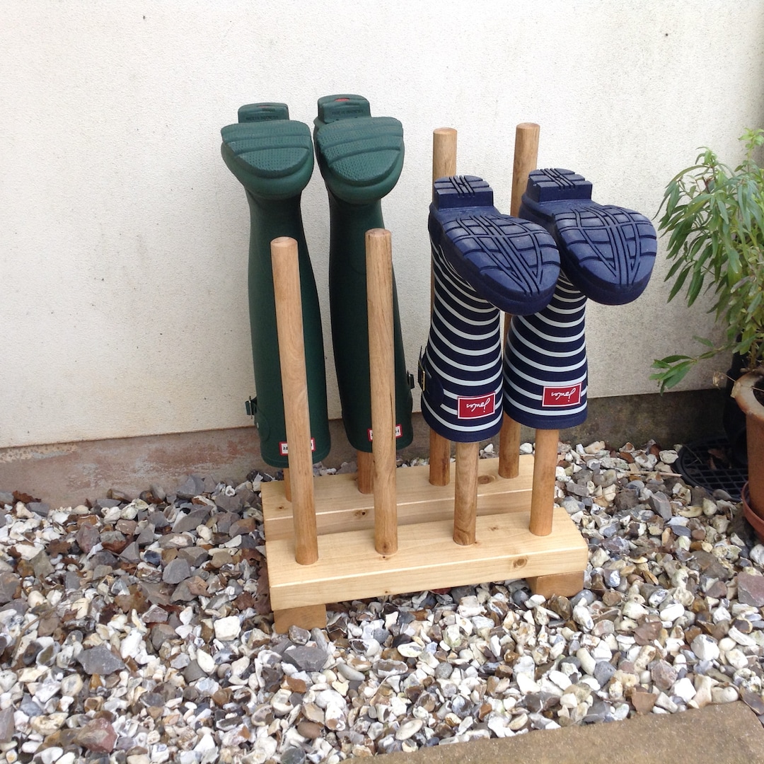 Wooden Wellington, Welly Boot Rack, Traditional Boot Storage Holds Upto ...