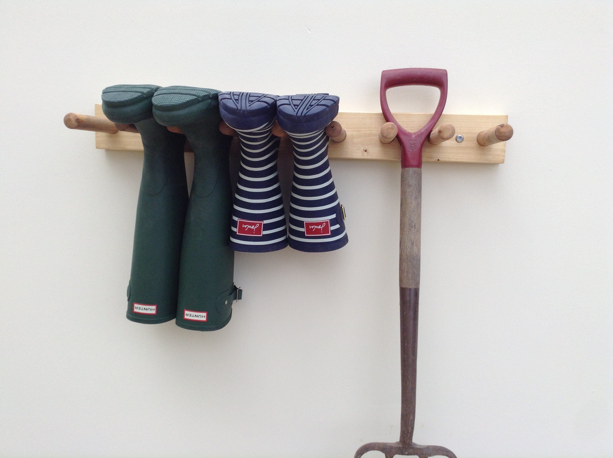 Wooden Wall Mounted Welly Rack Choose to Hold up to 23 or 4 - Etsy UK