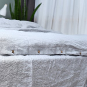 Organic Linen Duvet Cover With Buttons: Boho Bedding - Etsy