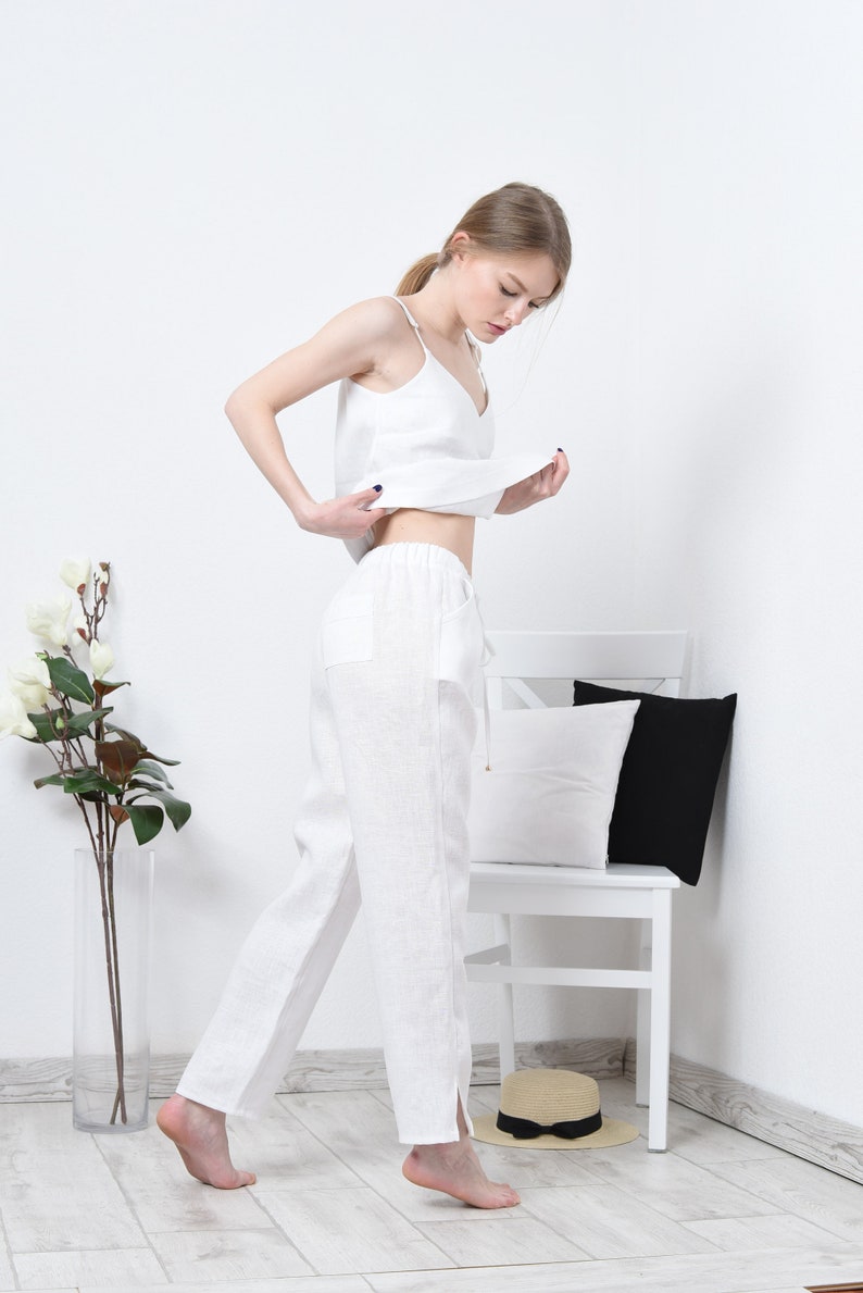 White Linen Suit for Women 2 Piece Linen Pant Suit White - Etsy