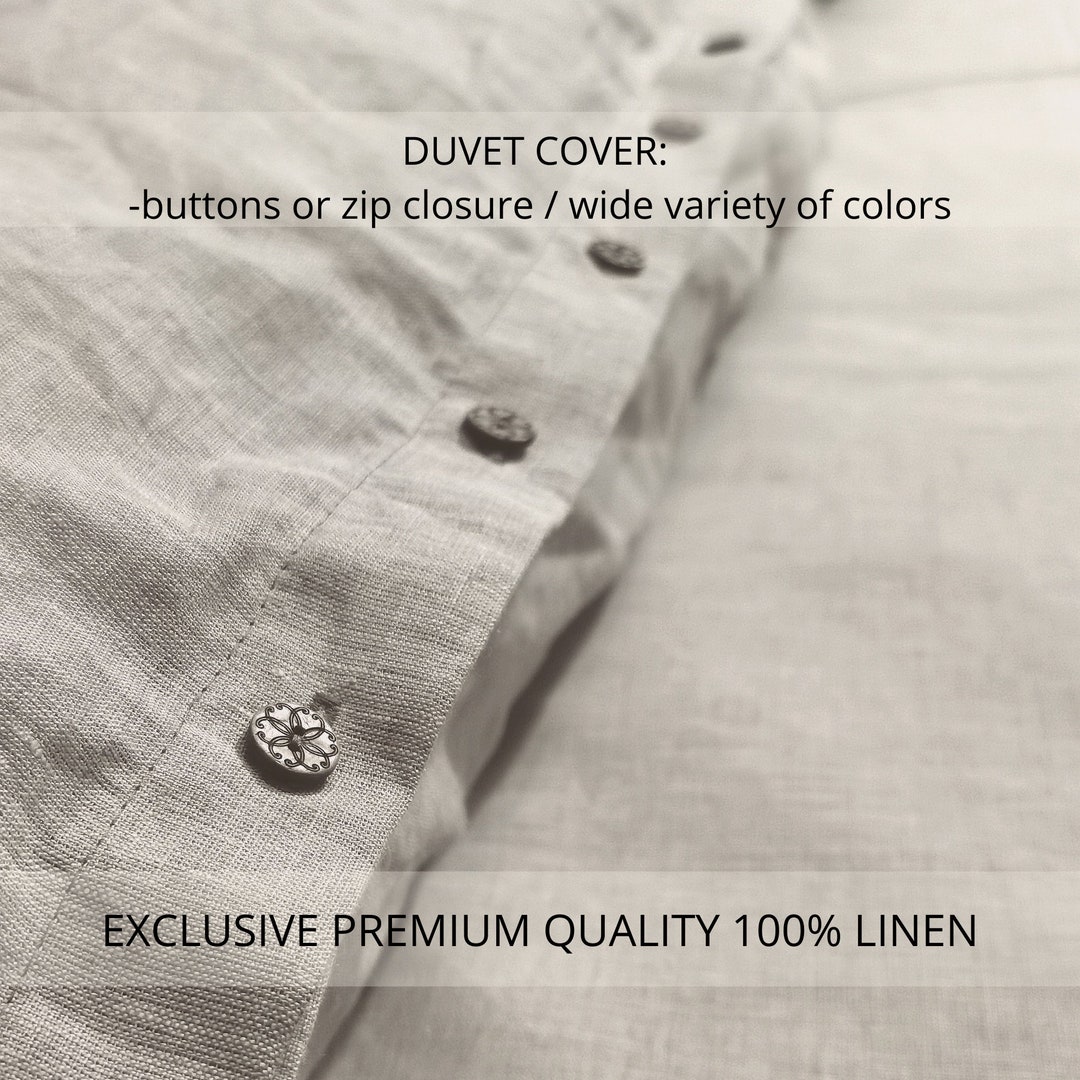 Organic Linen Duvet Cover With Buttons: Boho Bedding - Etsy