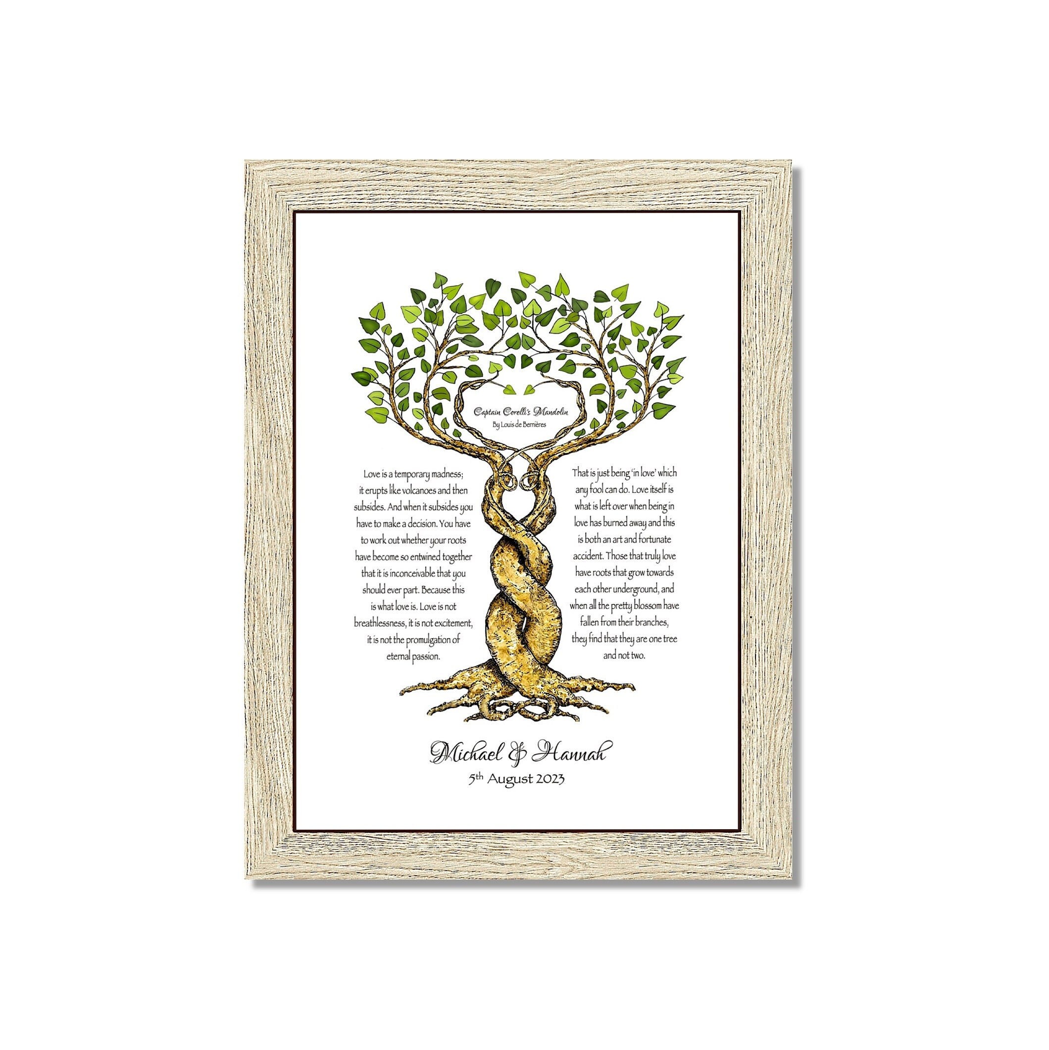 Captain Corellis Mandolin Quote Poem Wedding Anniversary Gift - Etsy UK