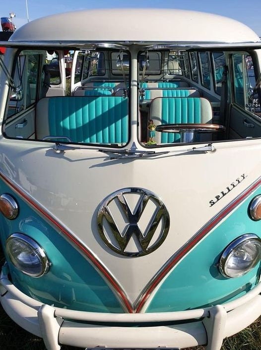 Shopper Bag im Stil der 50er nach Vorbild VW Bulli T1 Blau Beige ...