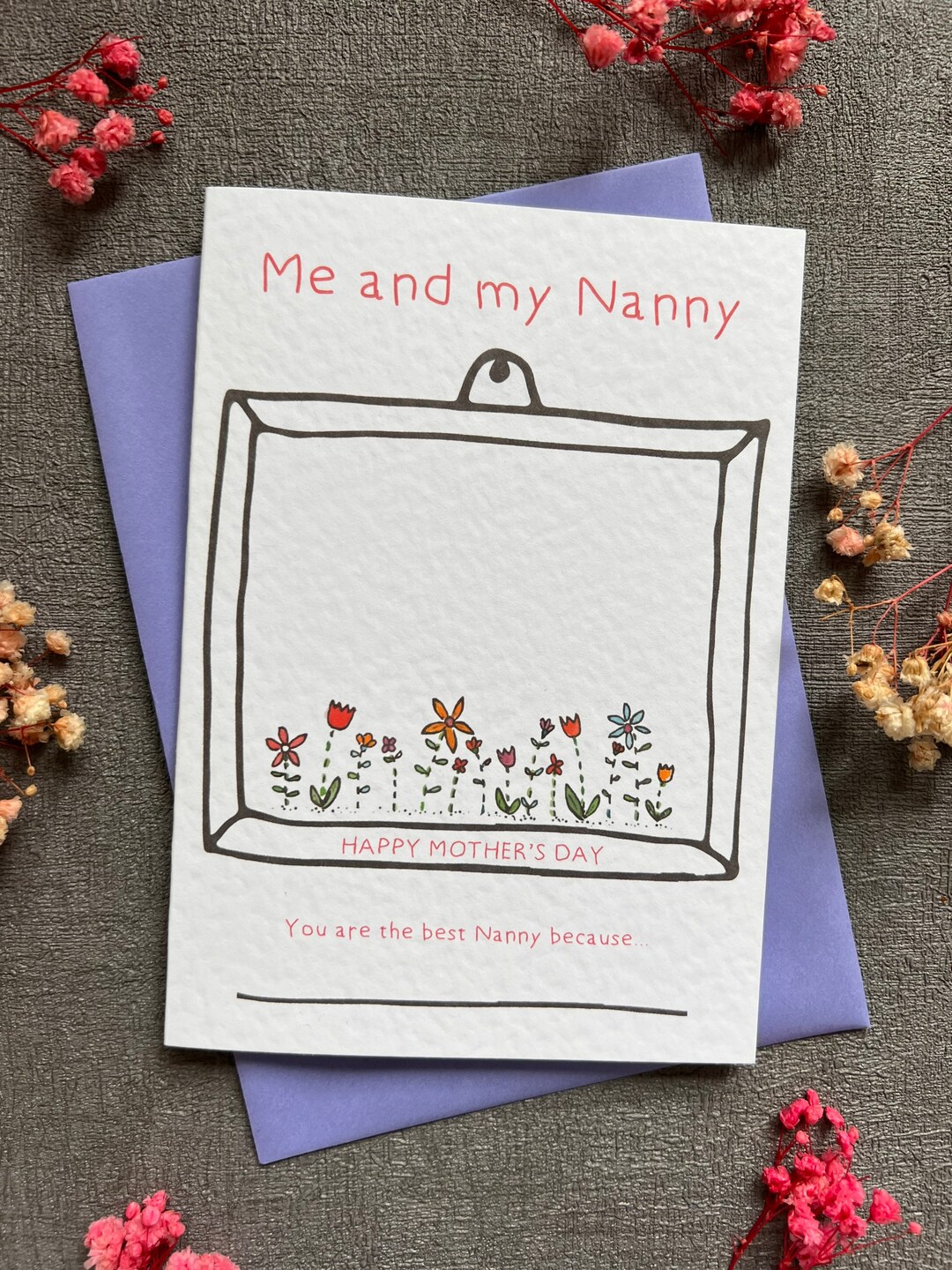 Hand Drawn Mother's Day Card for Nanny: Child's Drawing - Etsy