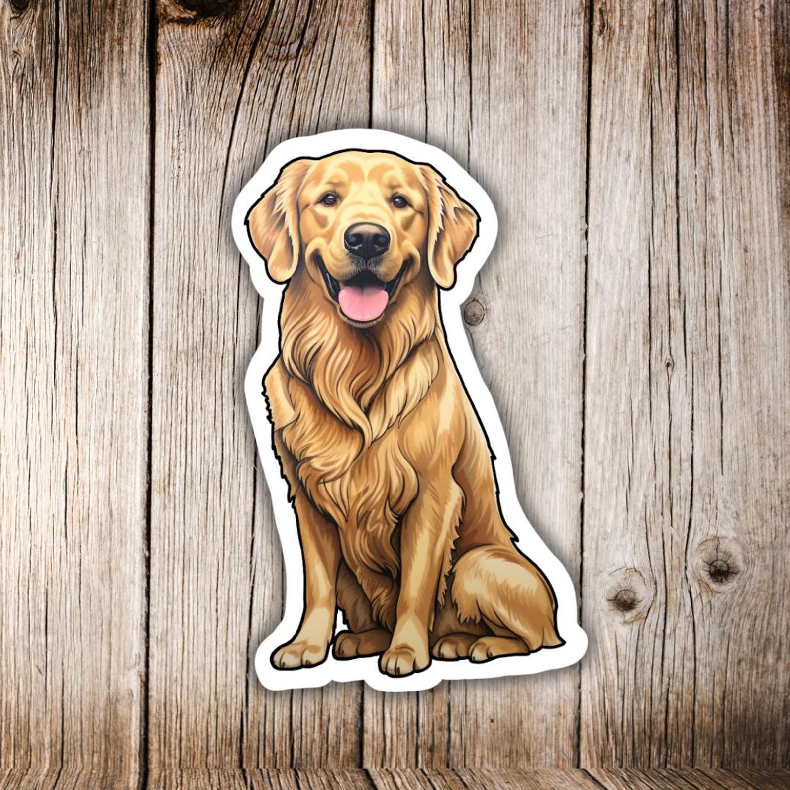 Golden Retriever Stickers Realistic Golden Retriever Sticker Sitting ...