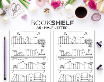 Printable Bookshelf Reading Tracker Insert, Reading List Planner Pages ...
