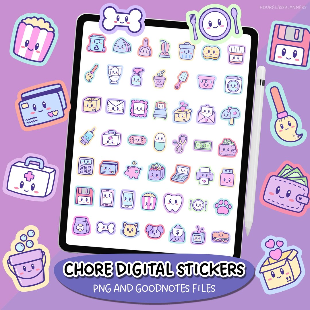 Daily Chore Planner Stickers | Cute Digital Planner Stickers | Everyday ...
