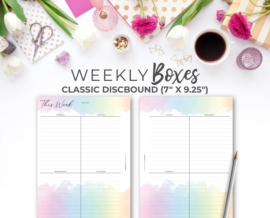 Week on 2 Two Pages Planner Inserts for Classic Happy Planner ...