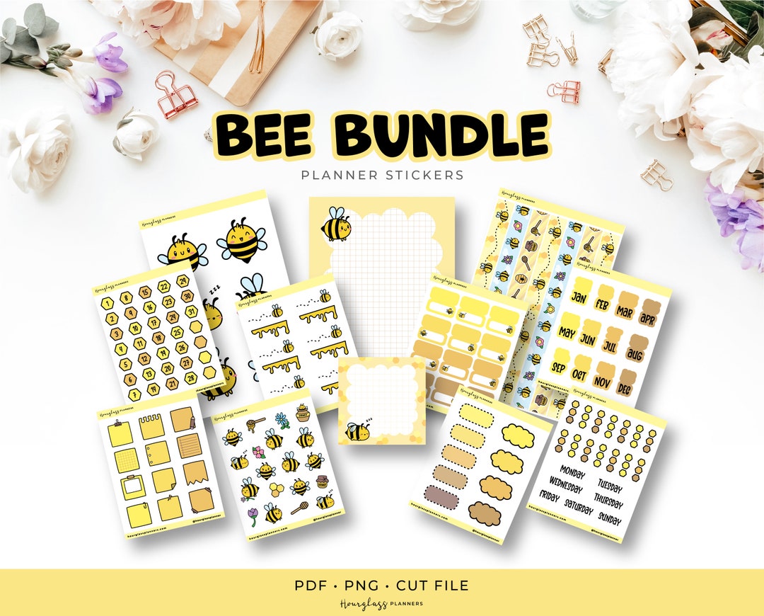 Bee Planner Sticker Bundle: Tabs, Memo Pads (digital Download) - Etsy