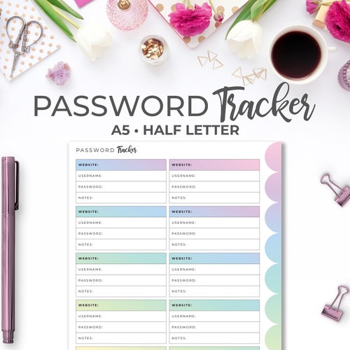 Password Log Password Tracker Printable Printable Planner - Etsy