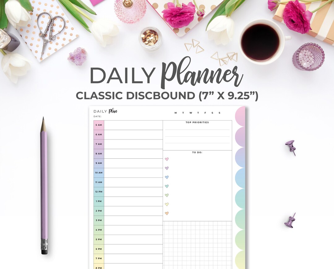 Rainbow Daily Planner Insert: Classic Discbound (7" X 9.25") (digital ...