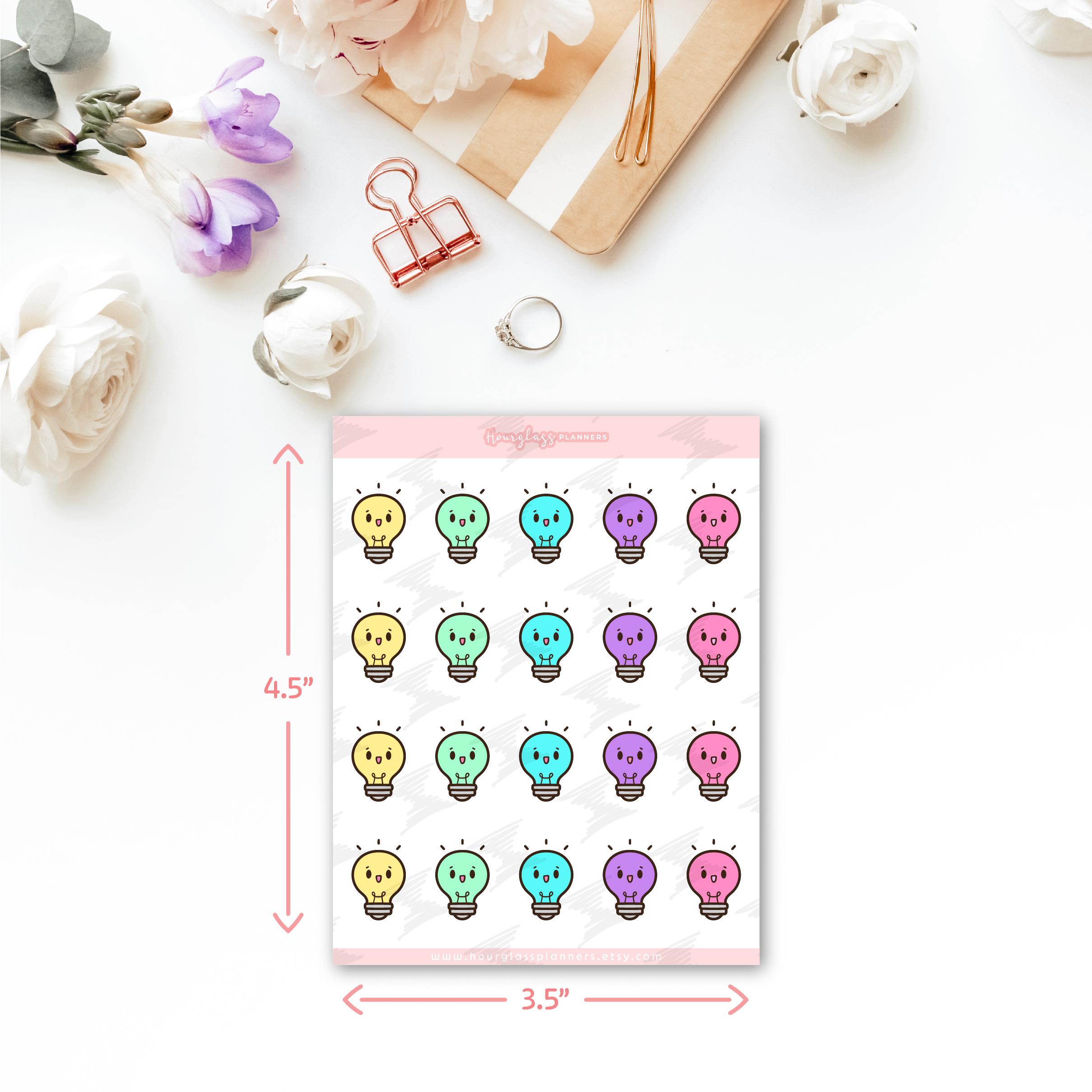 Kawaii Light Bulb Planner Stickers, Cute Digital Stickers (instant ...