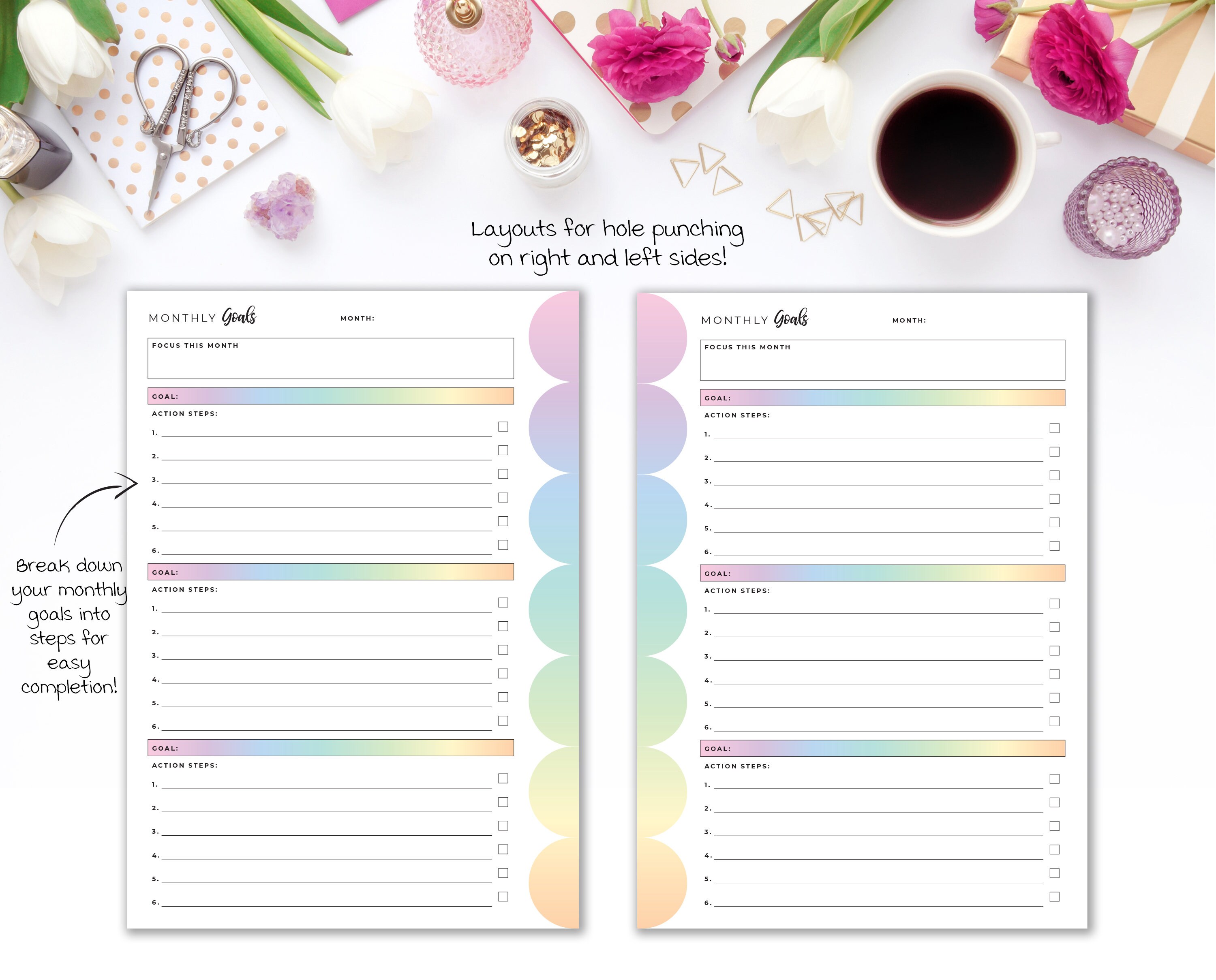 Productivity Planner Bundle A6 Inserts Rainbow Project and - Etsy