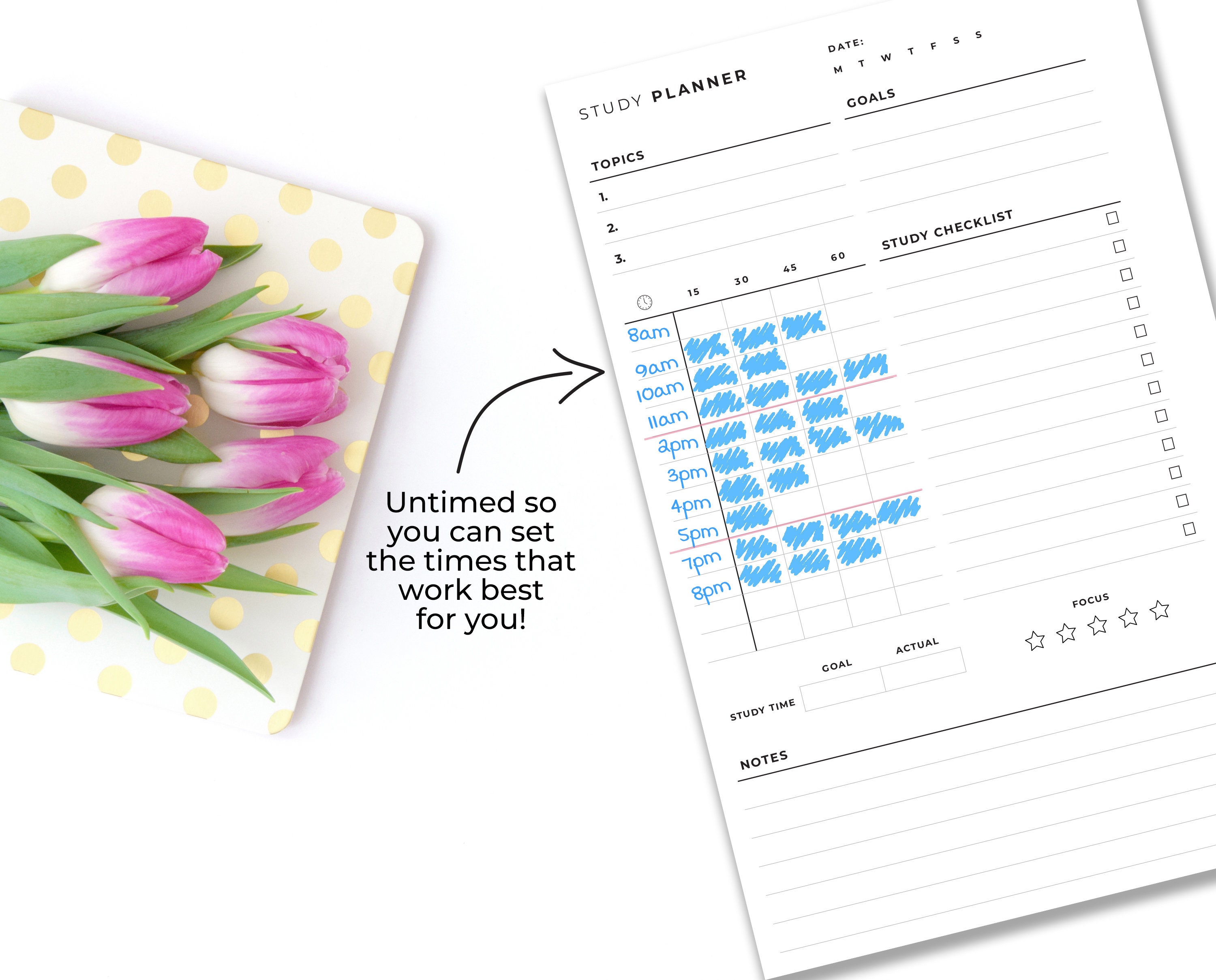 Study Planner B6 Insert Printable Minimal Daily Study | Etsy