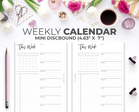 Week on One Page Planner Inserts for Mini Happy Planner | Etsy