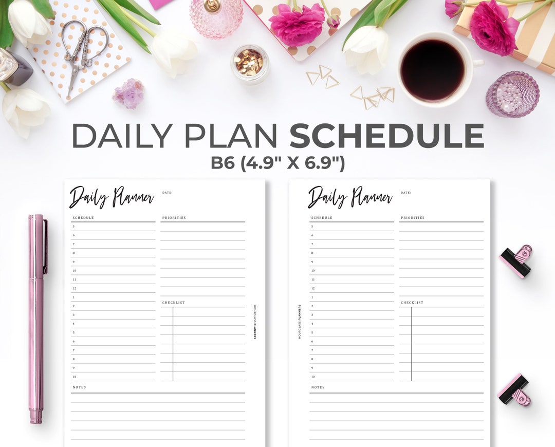 Daily Planner Printable B6 Inserts | Minimal Daily Planner With ...