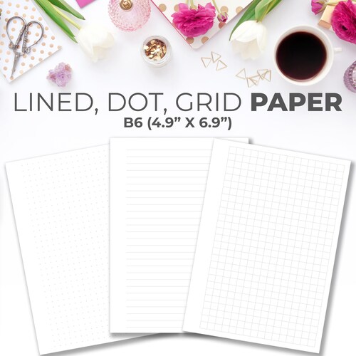 Dot Grid Lined Paper B6 Inserts Printable Writing & Lecture - Etsy