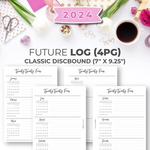 2024 Future Log Insert Printable on 4 Pages for Classic Happy Planner ...