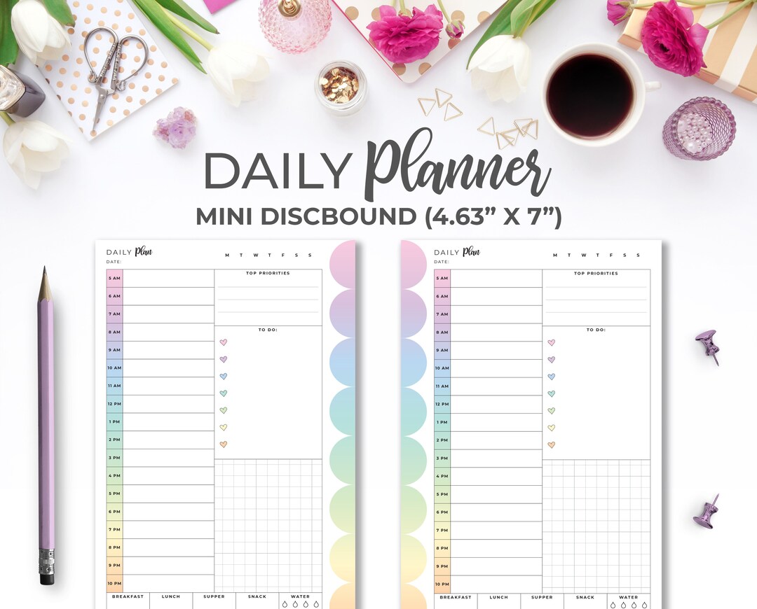 Mini Happy Planner Insert: Rainbow Daily Schedule (4.63" X 7 ...