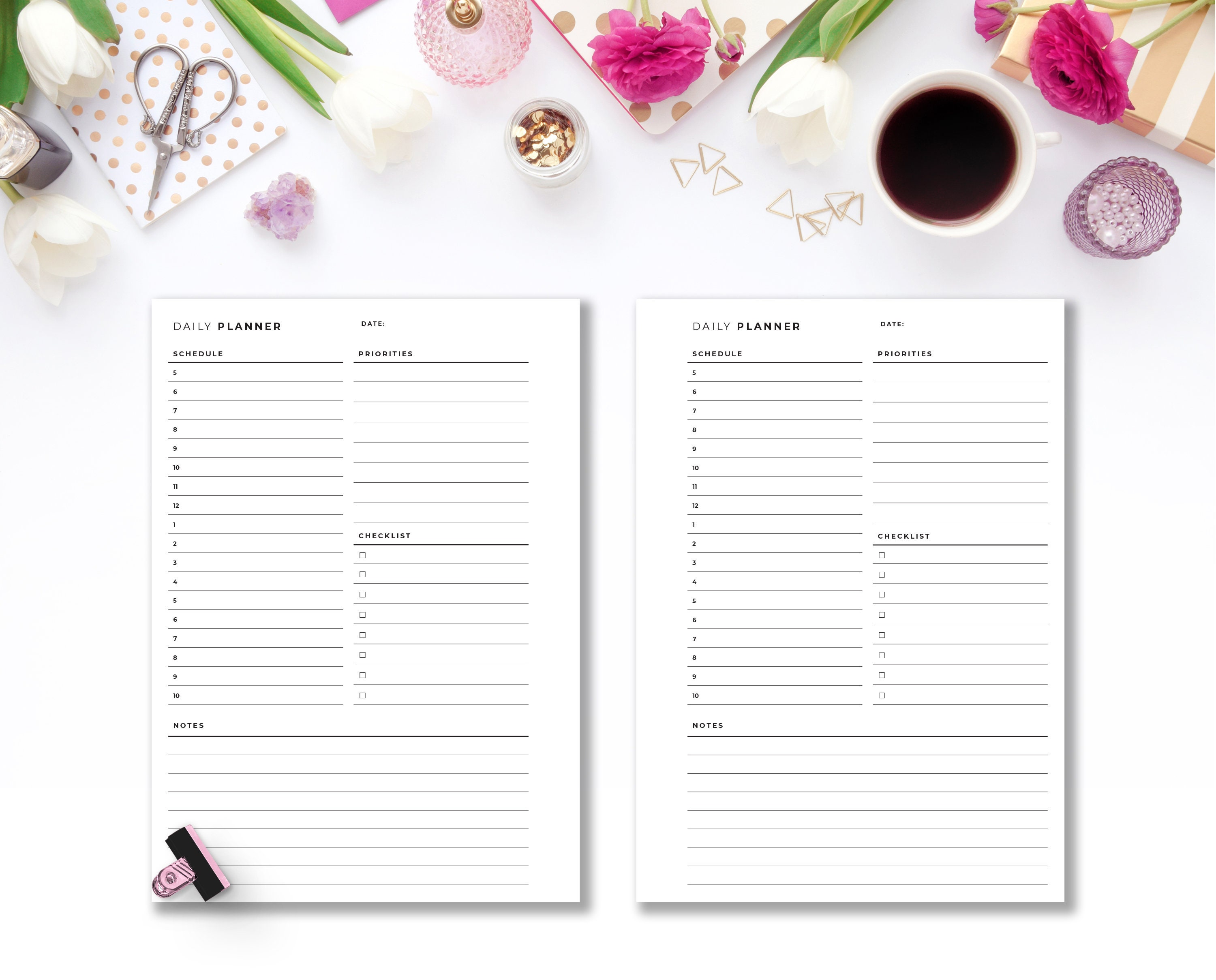 Daily Planner Printable B6 Inserts Minimal Daily Planner - Etsy