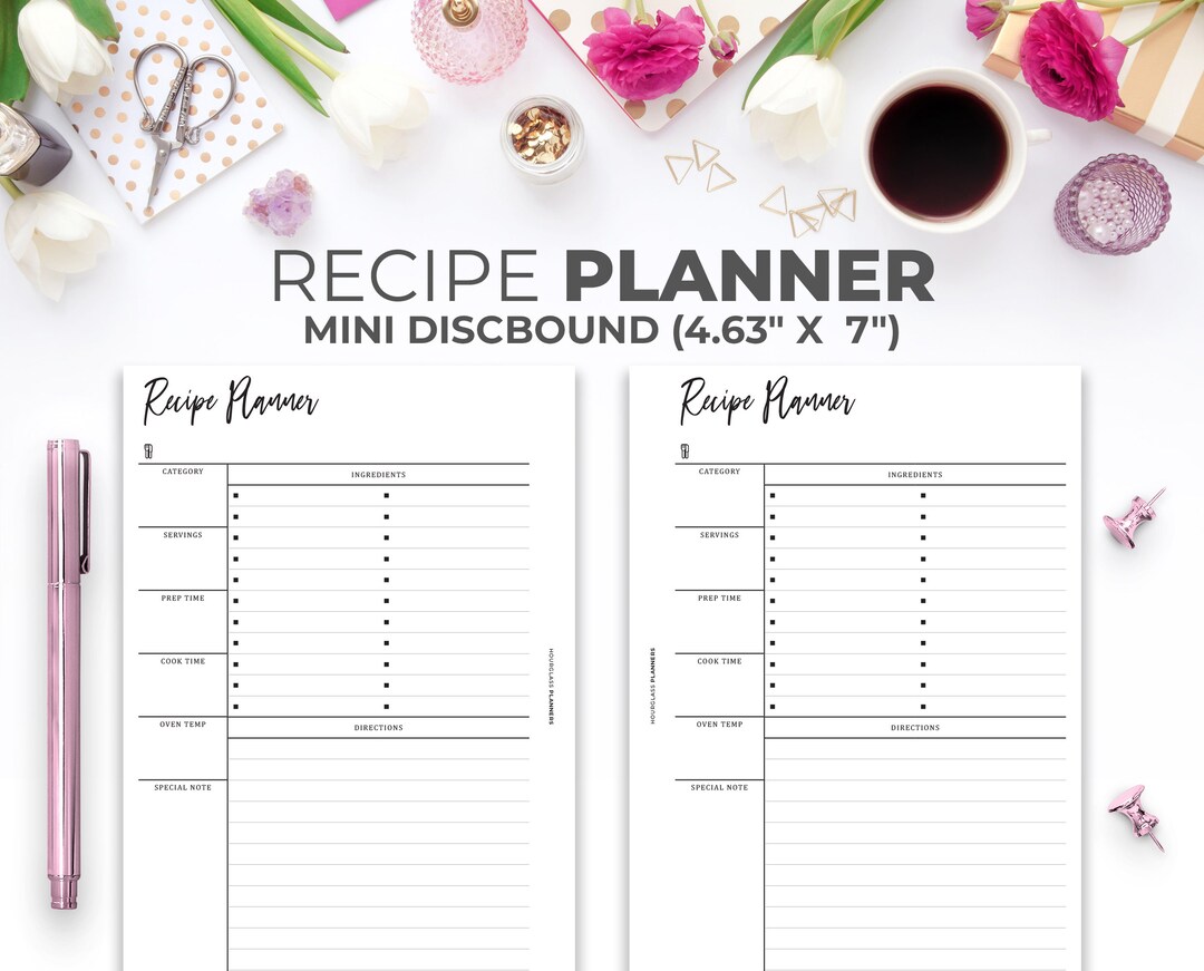 Mini Recipe Planner Insert: Printable Minimalist Design (PDF Download ...