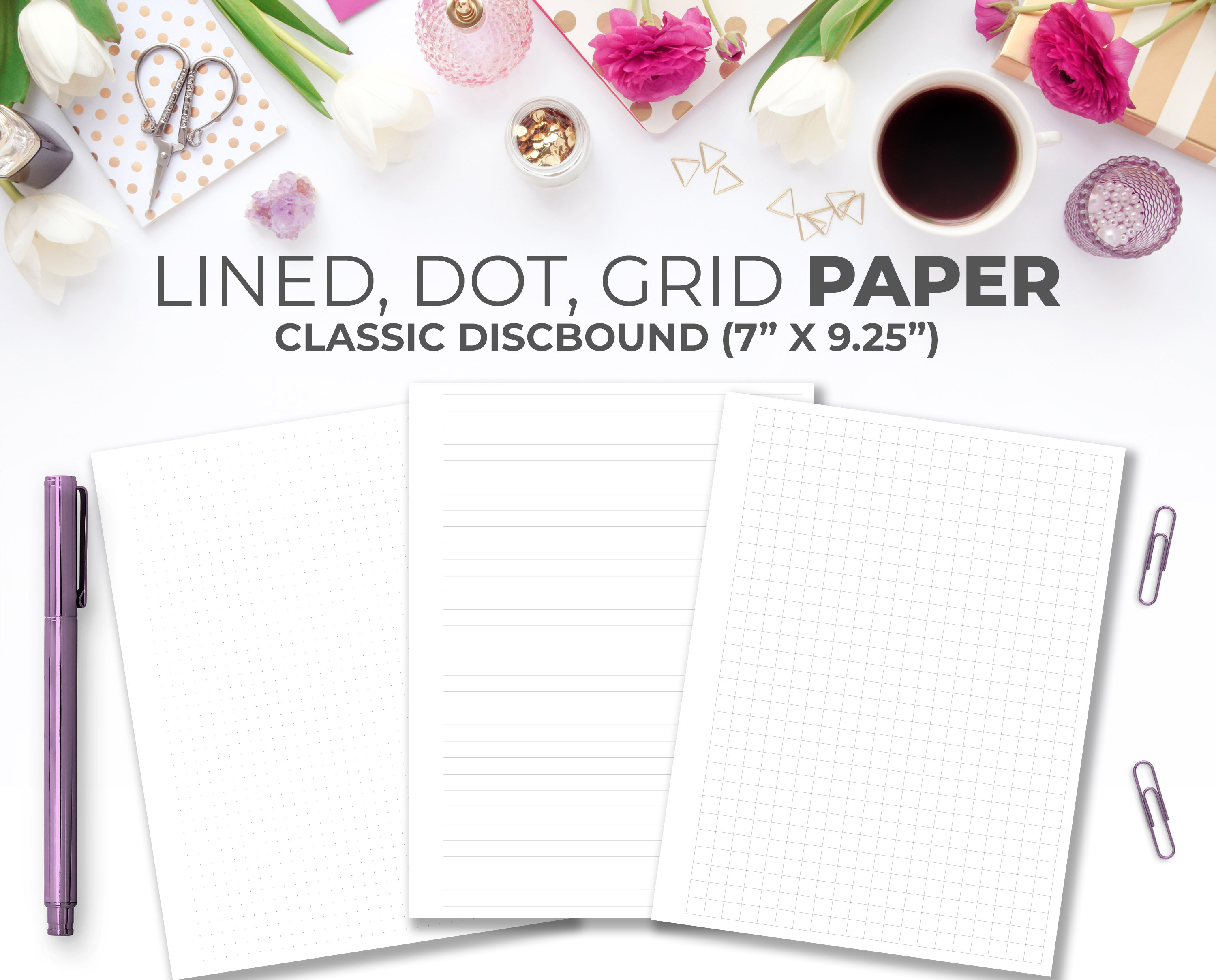 Dot Grid Lined Paper Inserts for Classic Happy Planner | Etsy
