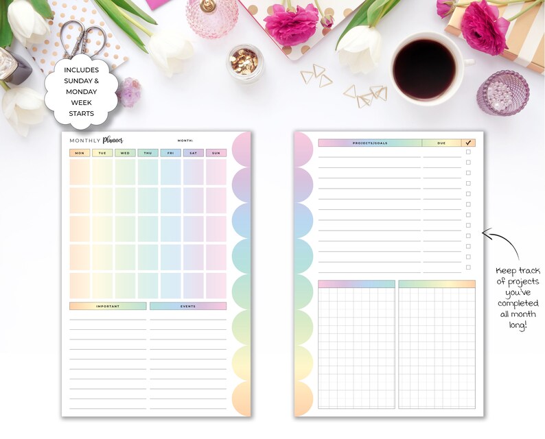 Mini Happy Planner Inserts: Rainbow Productivity Planner Bundle ...
