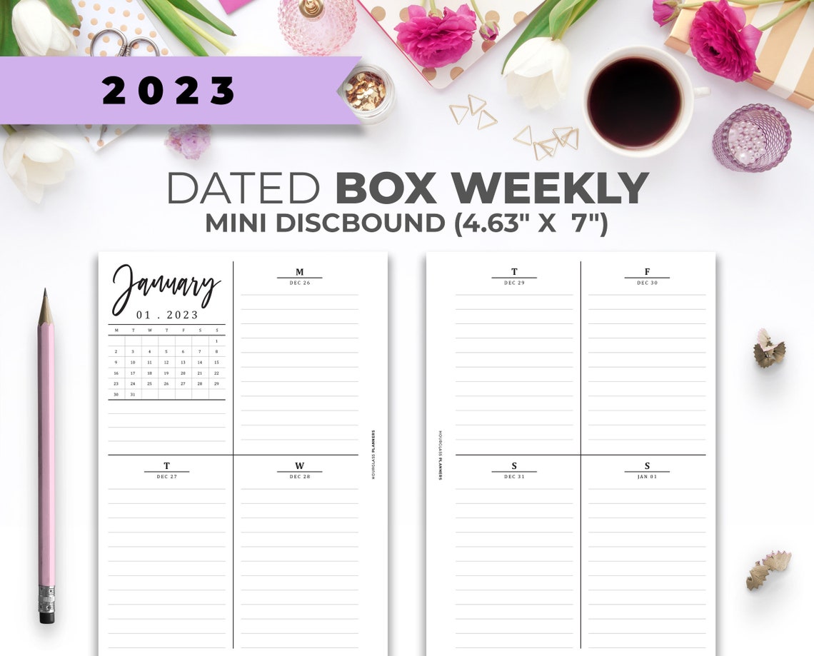 Printable 2023 Week on 2 Page Box Planner Insert for Mini - Etsy