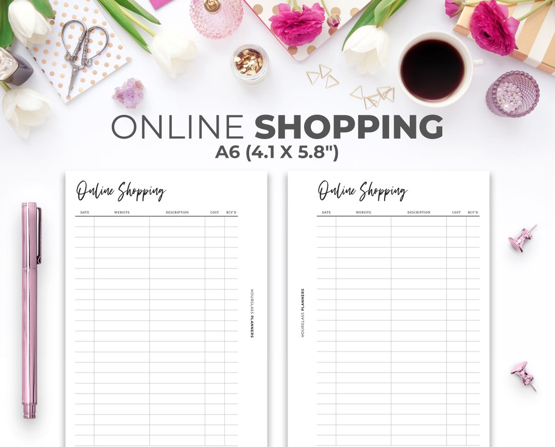 Online Shopping Order Tracker A6 Inserts | Minimal Printable Order ...