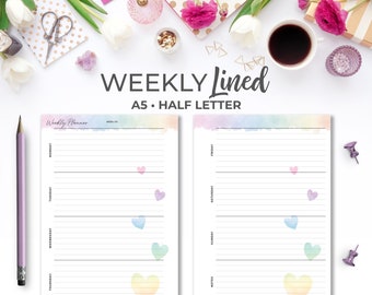 Week at a Glance Printable, Weekly Planner Undated, Week on Two Pages ...