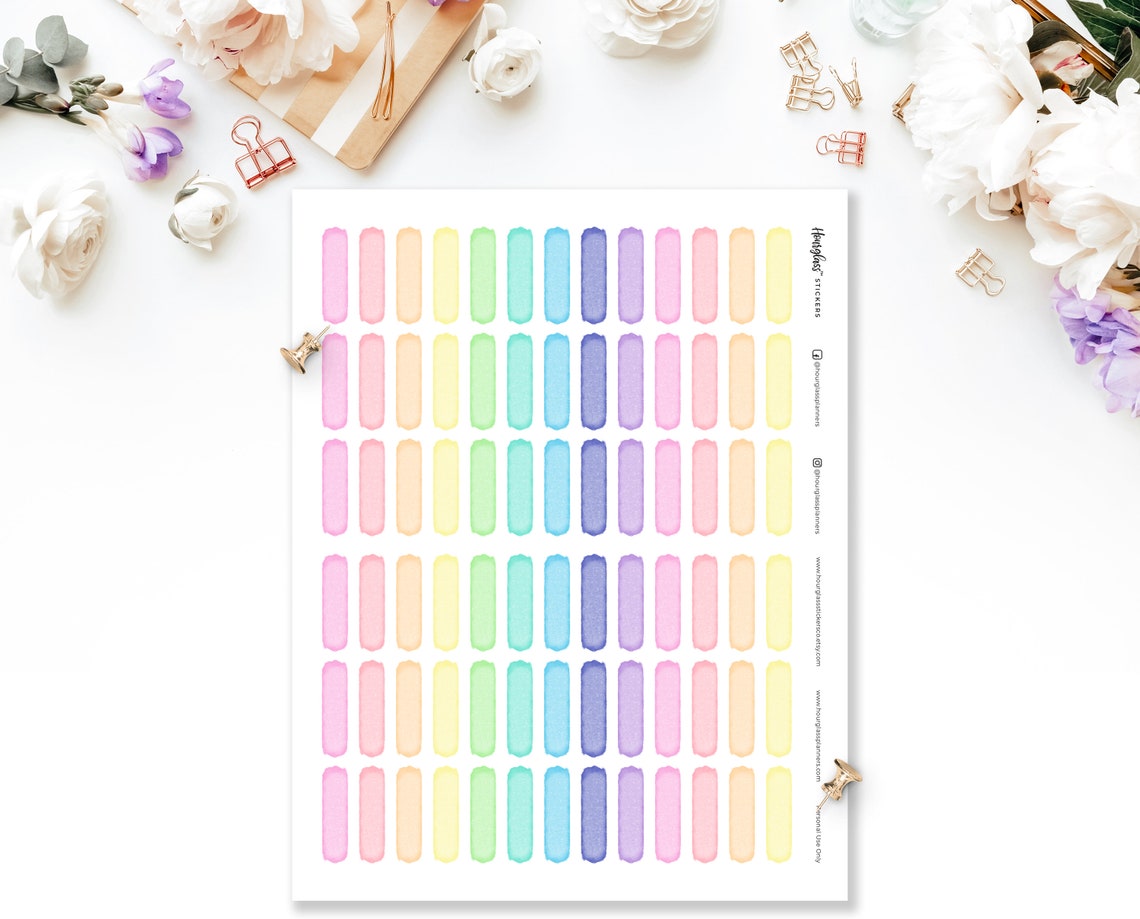 Printable Rainbow Watercolor Brushstroke Header Stickers - Set 3 - Etsy