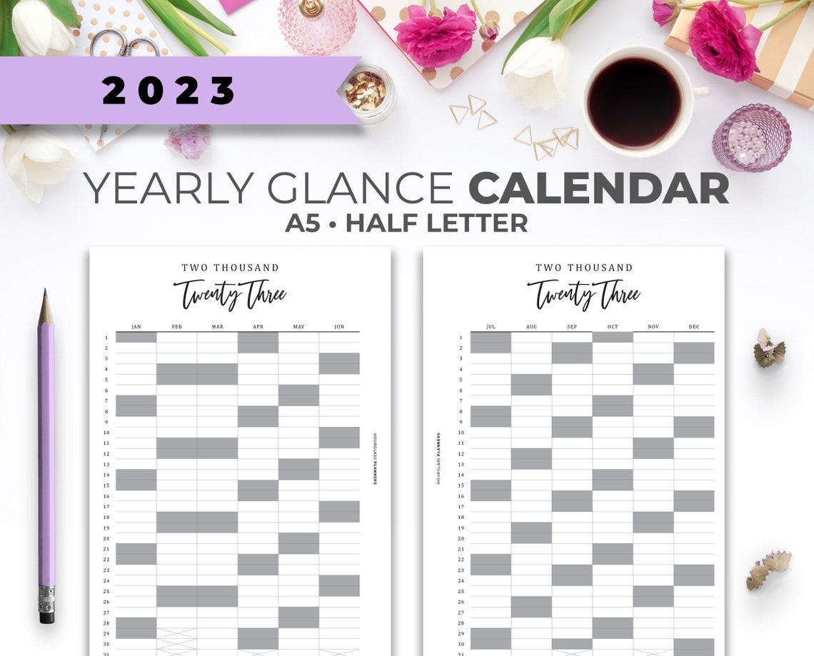 2023 Yearly Planner A5 & Half Letter Inserts Printable - Etsy Canada