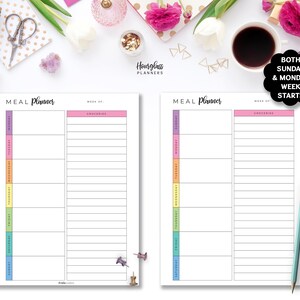 Meal Planning Insert Kit | A4, A5, Letter, Half Size Printable Rainbow ...