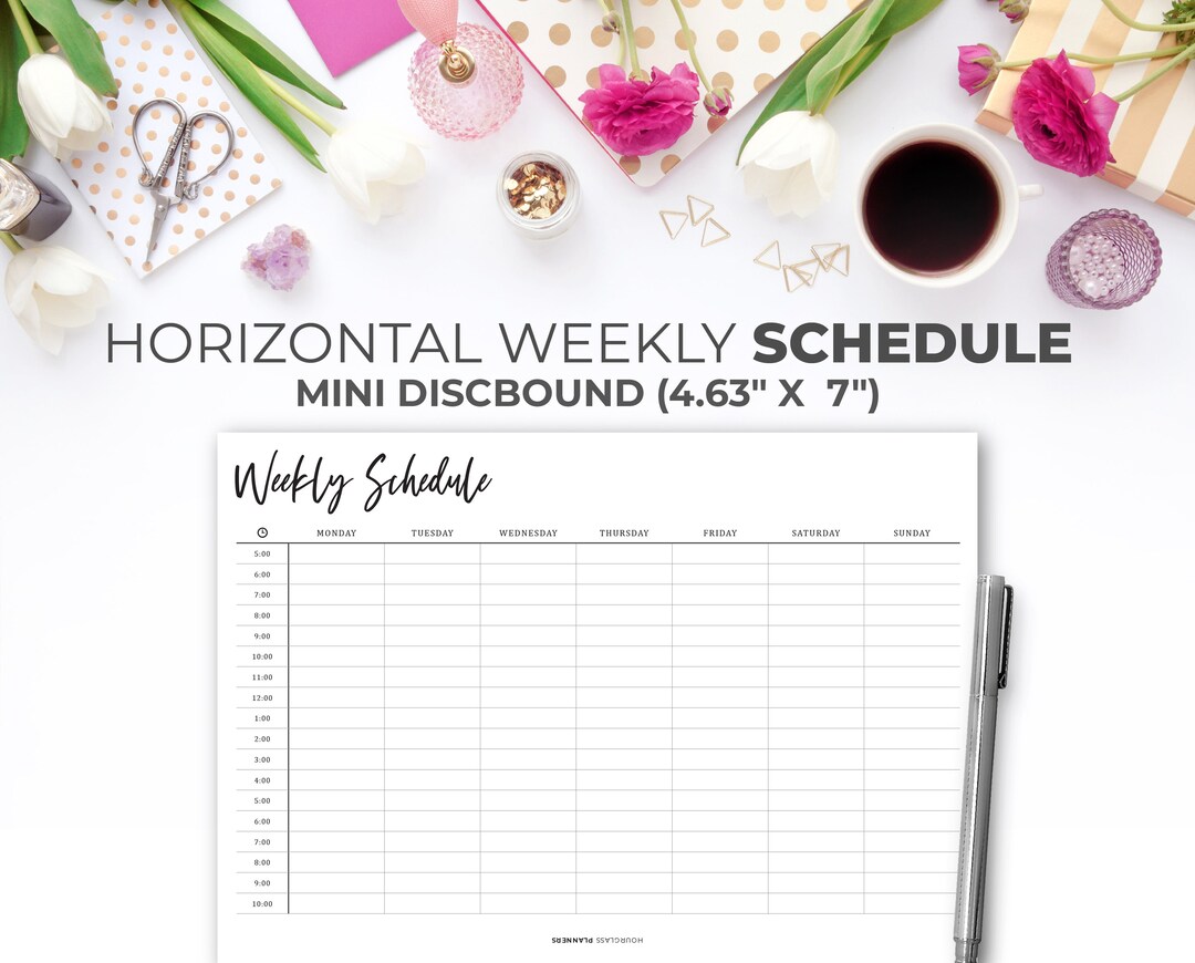 Weekly Horizontal Hourly Schedule for Mini Happy Planner Size ...