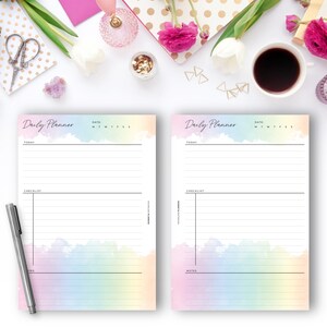 B6 Daily Planner Printable to Do List Insert Rainbow Daily Agenda ...