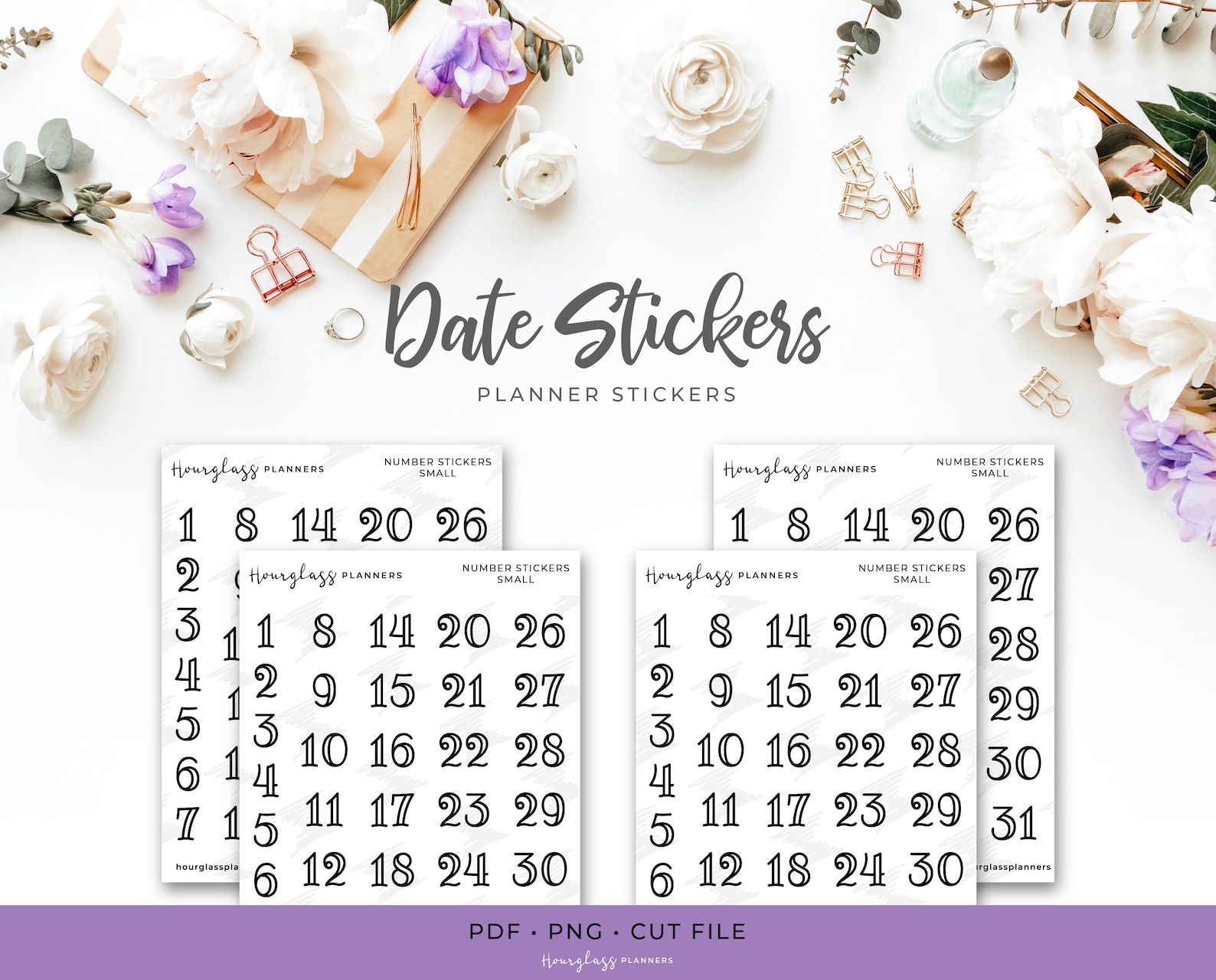 Printable Date Number Planner Stickers - Small (A01S) - Etsy