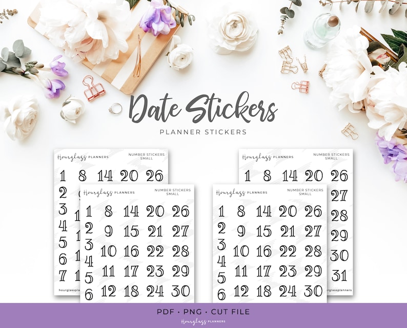 Printable Date Number Planner Stickers - Small (A01S) - Etsy