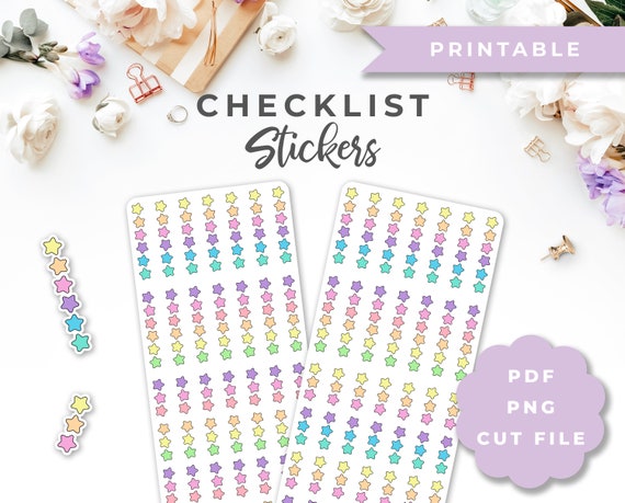 Stars Checklist Planner Stickers in Rainbow Colors | Etsy