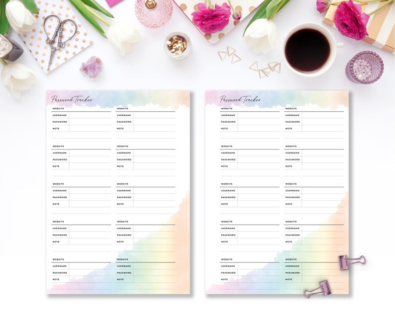 Mini Happy Planner Password Tracker Insert: Rainbow Design (digital ...